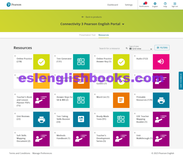 Connectivity Pearson ( PDF, Resources, Tool ) - Esl English